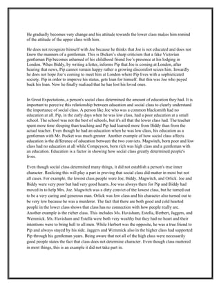 social class play in the novel Great Expectations | DOC