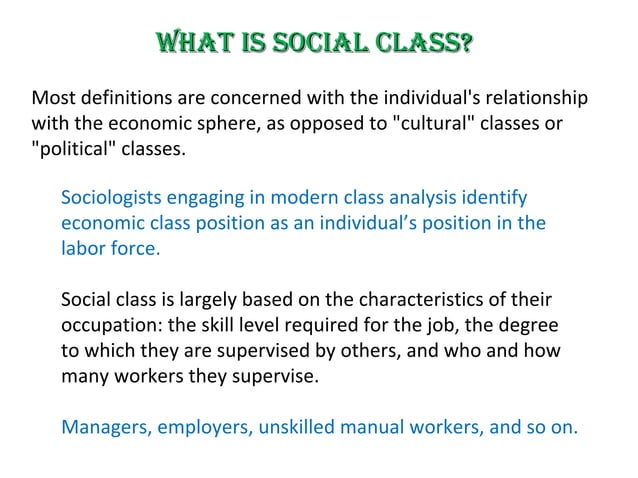 Social Class in Modern Times | PPT | Careers