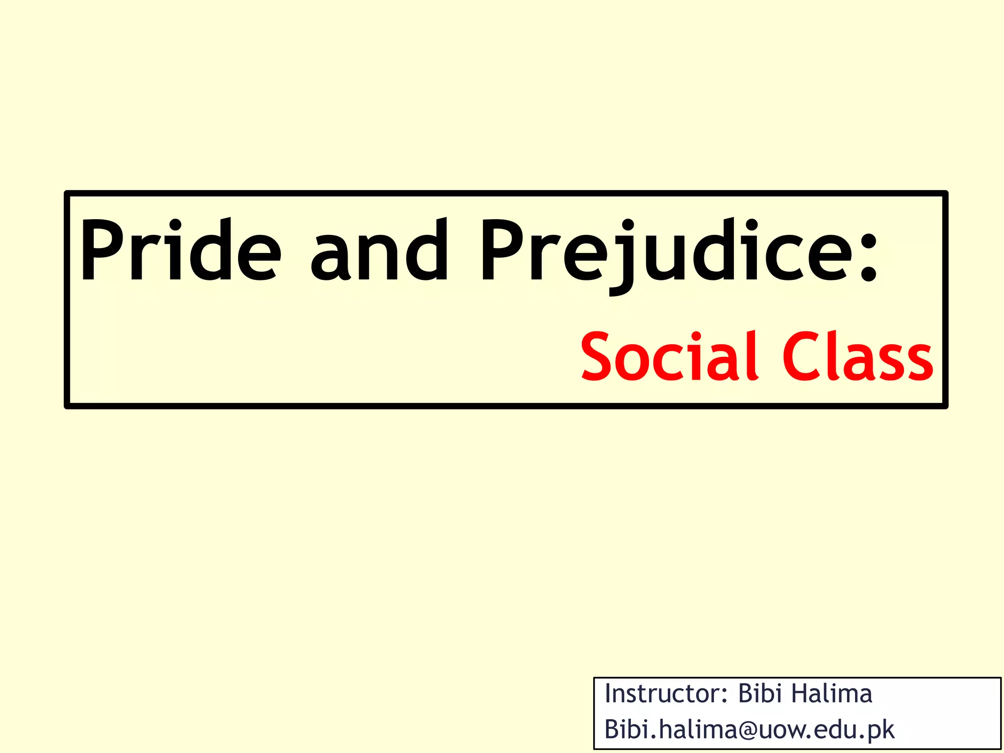 Social class in Pride and Prejudice | PPTX