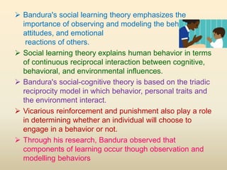 Social cognitive learning – Albert Bandura | PPTX