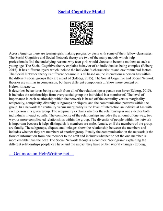 Social Cognitive Model | PDF