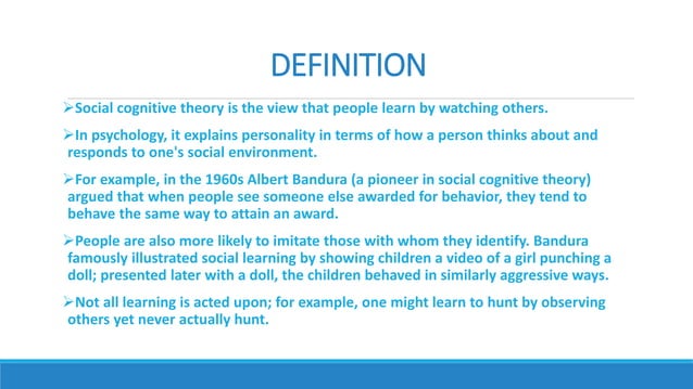 Social cognitive theory | PPTX