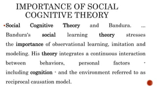 Social cognitive theory in socio cultural approach to learning behavior ...