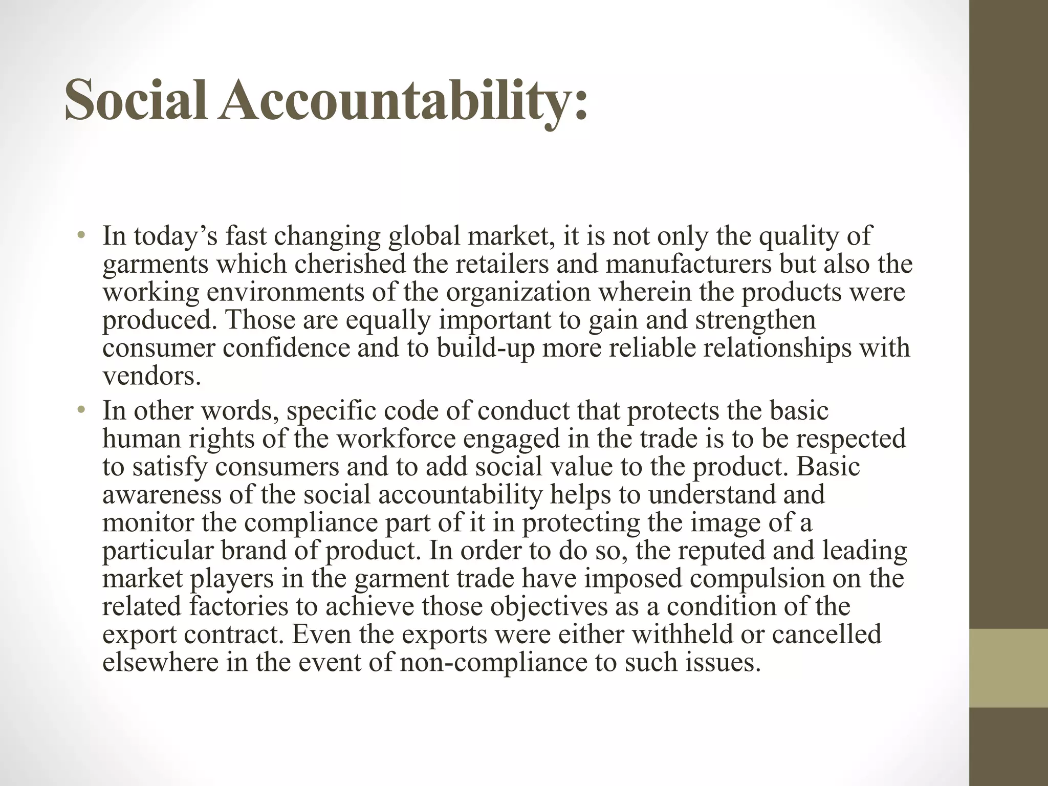 Social compliance in the garment industries | PPTX