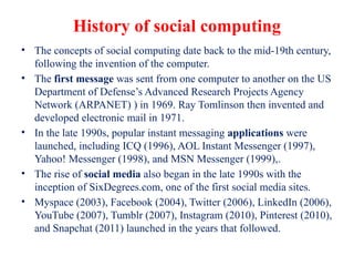 Social Computing in business, HRM, CRM, Shopping etc | PPTX