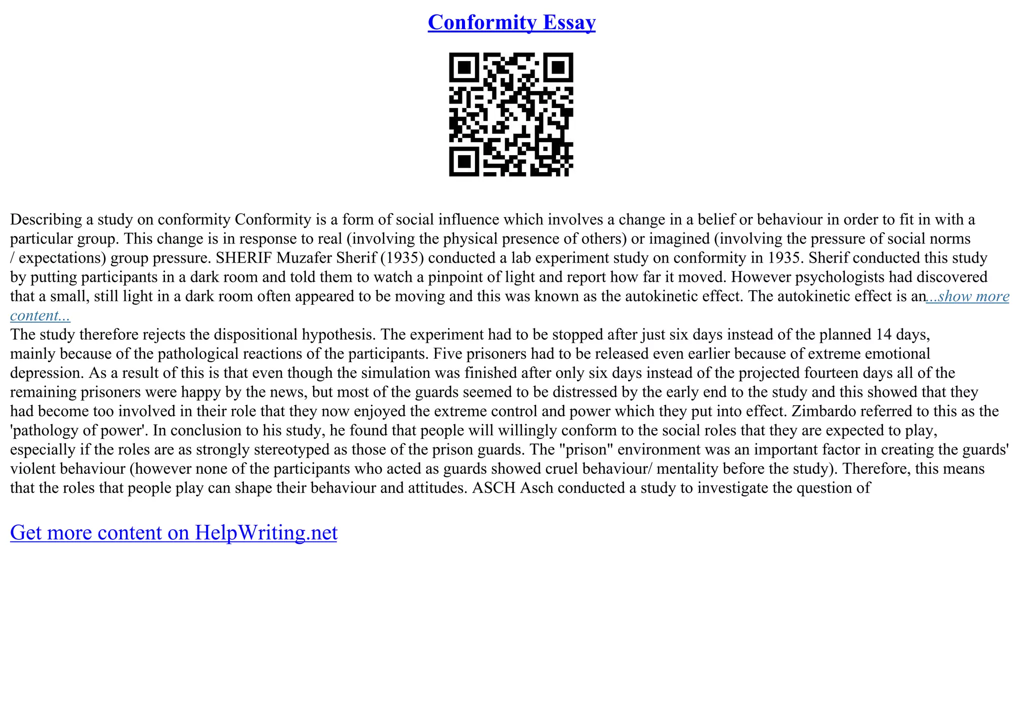 Social Conformity Essay | PDF
