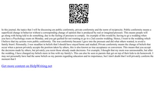 Social Conformity Essay | PDF