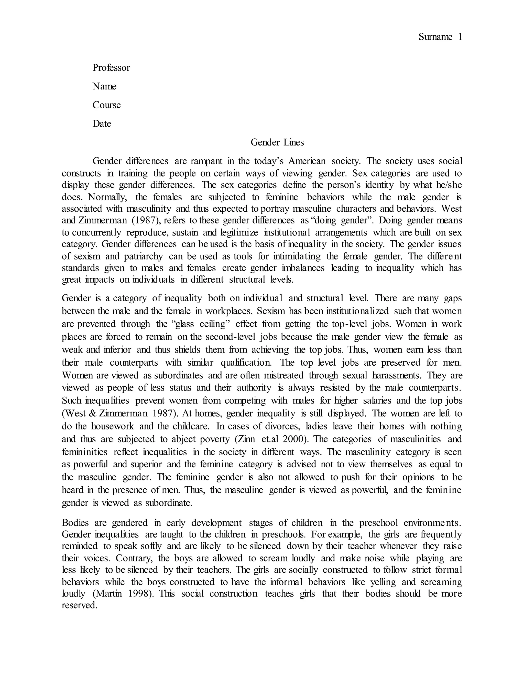 Social construction of gender | DOCX