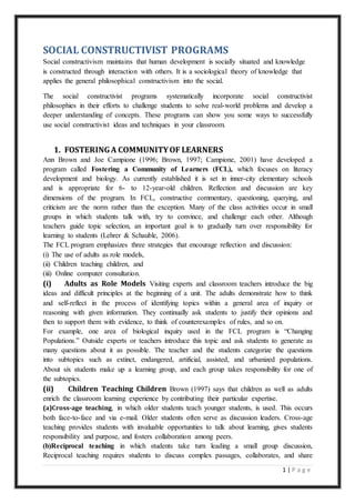 Social constructivist programs | DOCX