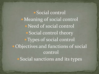 Social Control and Social Sanctions | PPTX