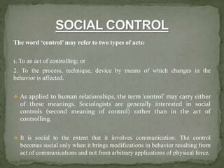 Social Control and Social Sanctions | PPTX
