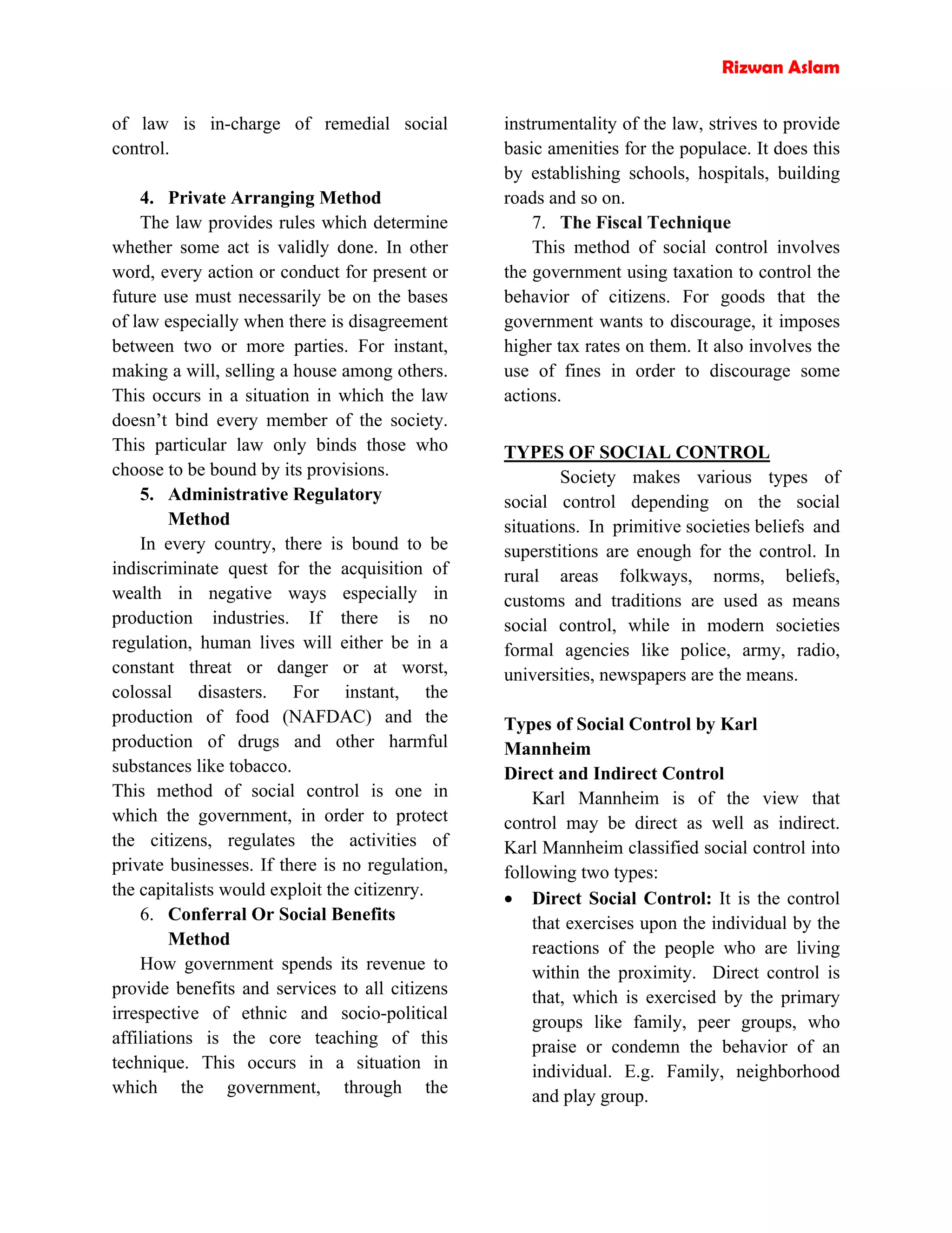 Social control by rizwan aslam | PDF