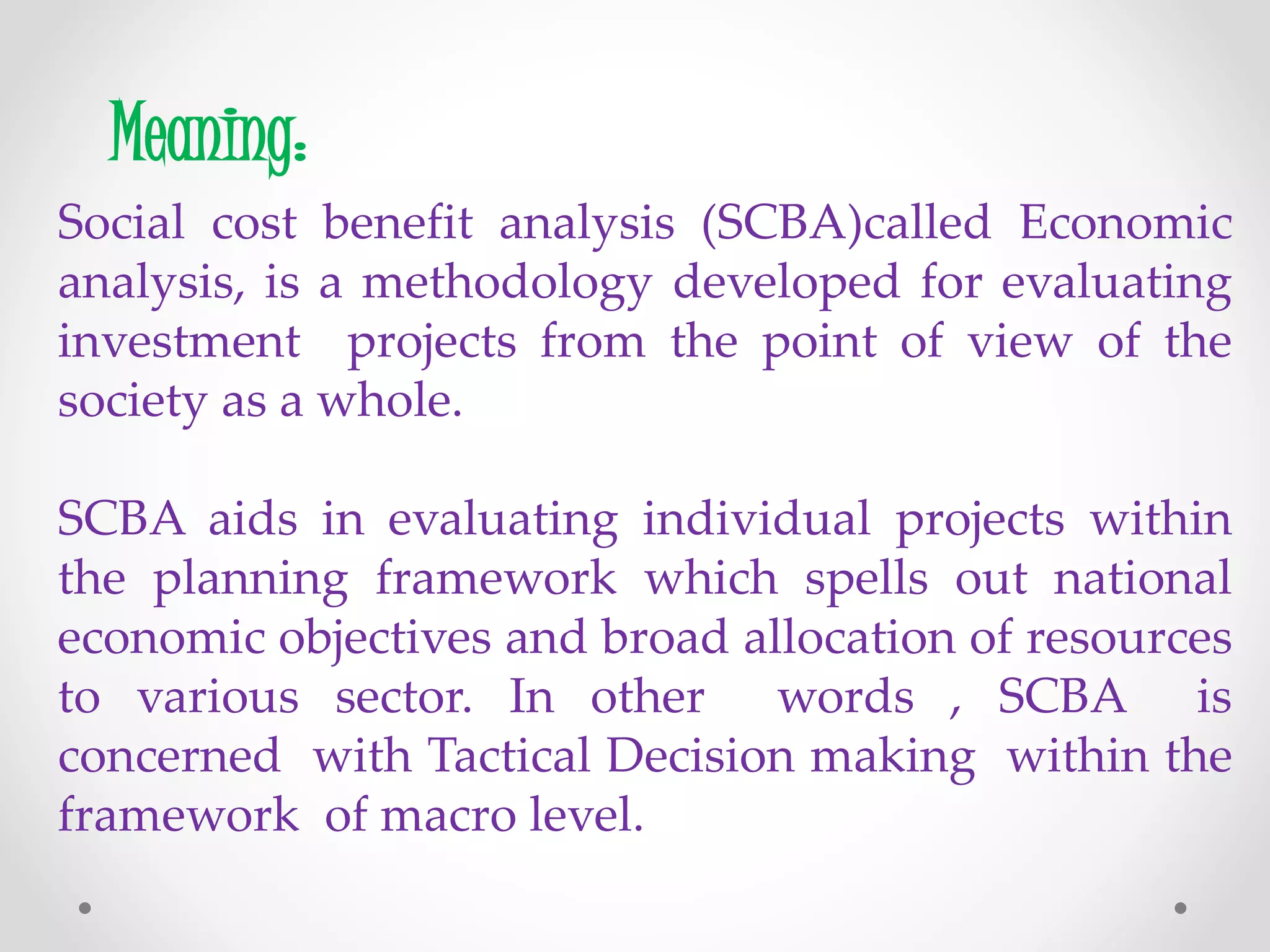 Social cost benefit analysis (scba) | PPTX