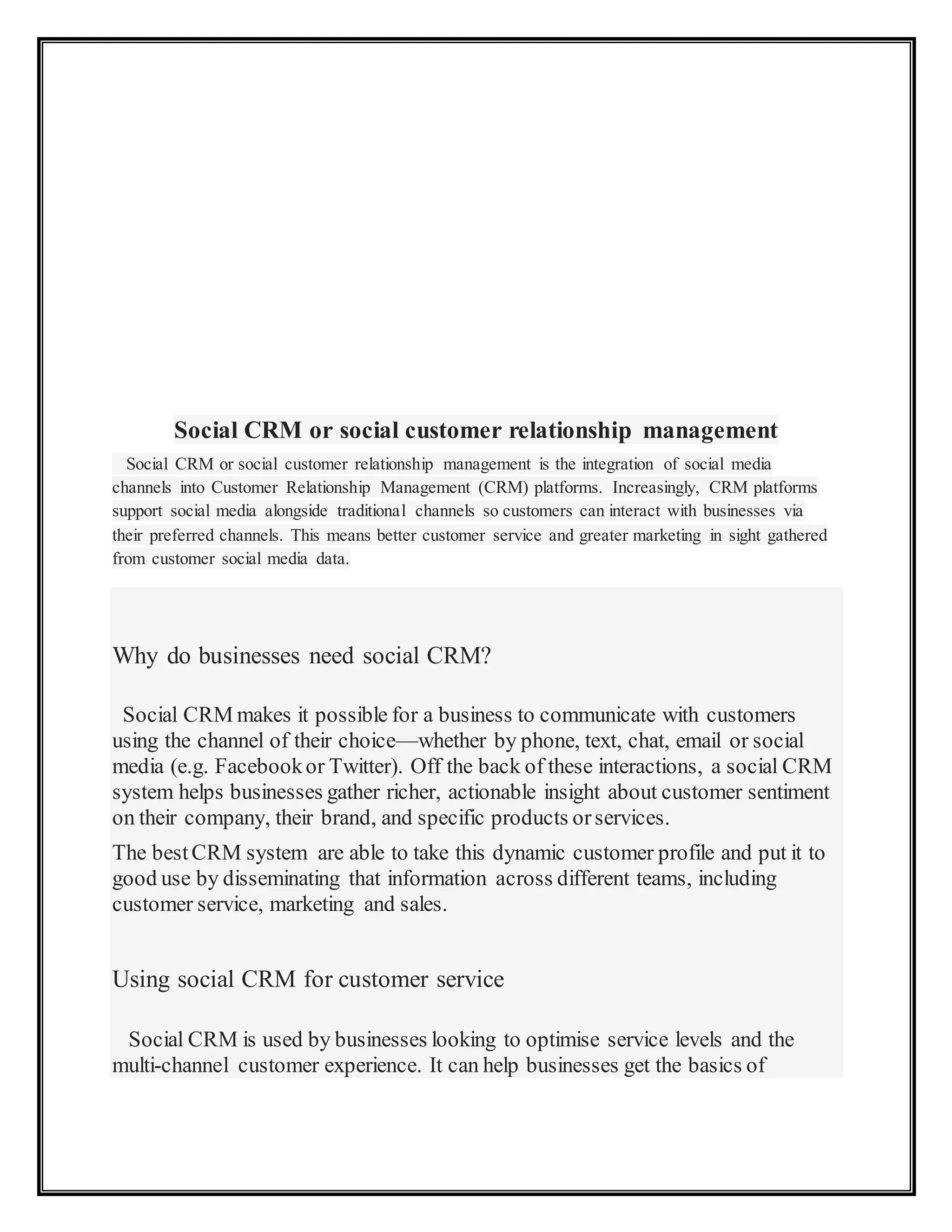 Social crm or social customer relationship management through social ...