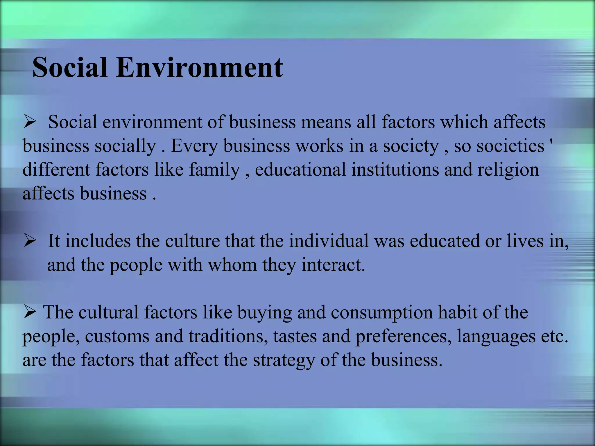 Social & cultural environment ppt | PPTX