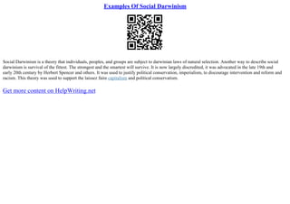 Social Darwinism Is An Ideology Of Society | PDF