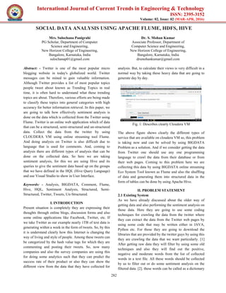Social data analysis using apache flume, hdfs, hive | PDF