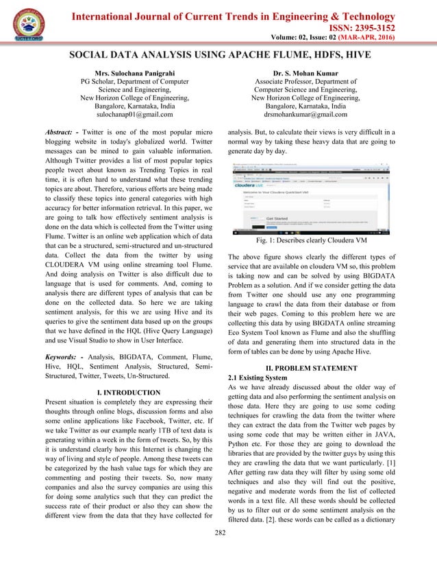 Social data analysis using apache flume, hdfs, hive | PDF