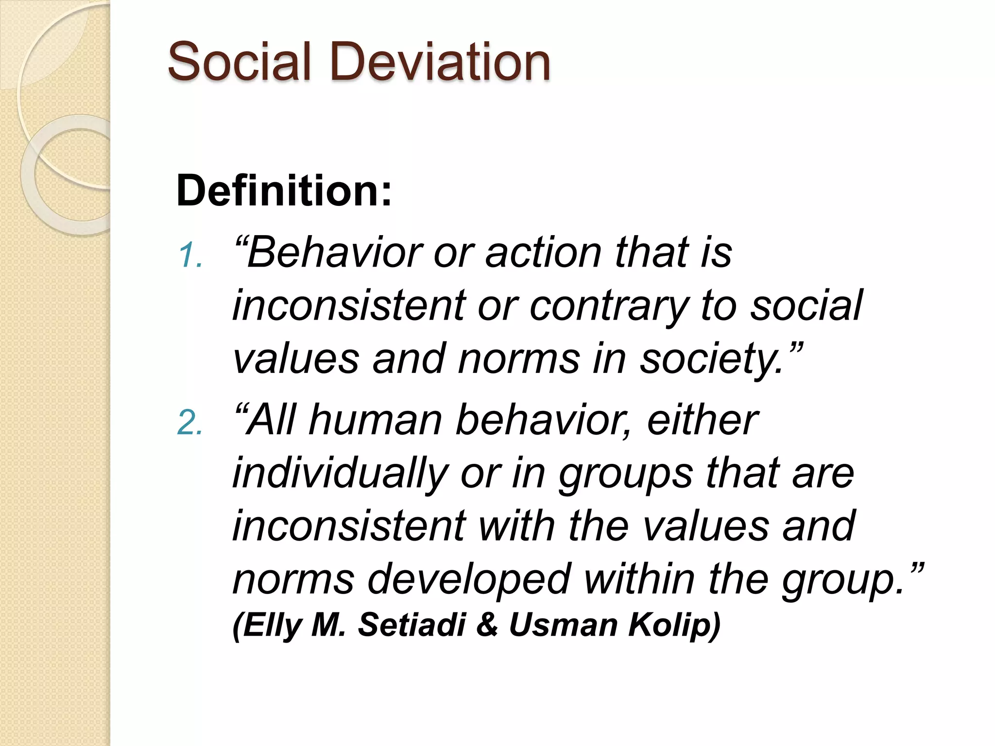 Social deviance and social control xi | PPTX