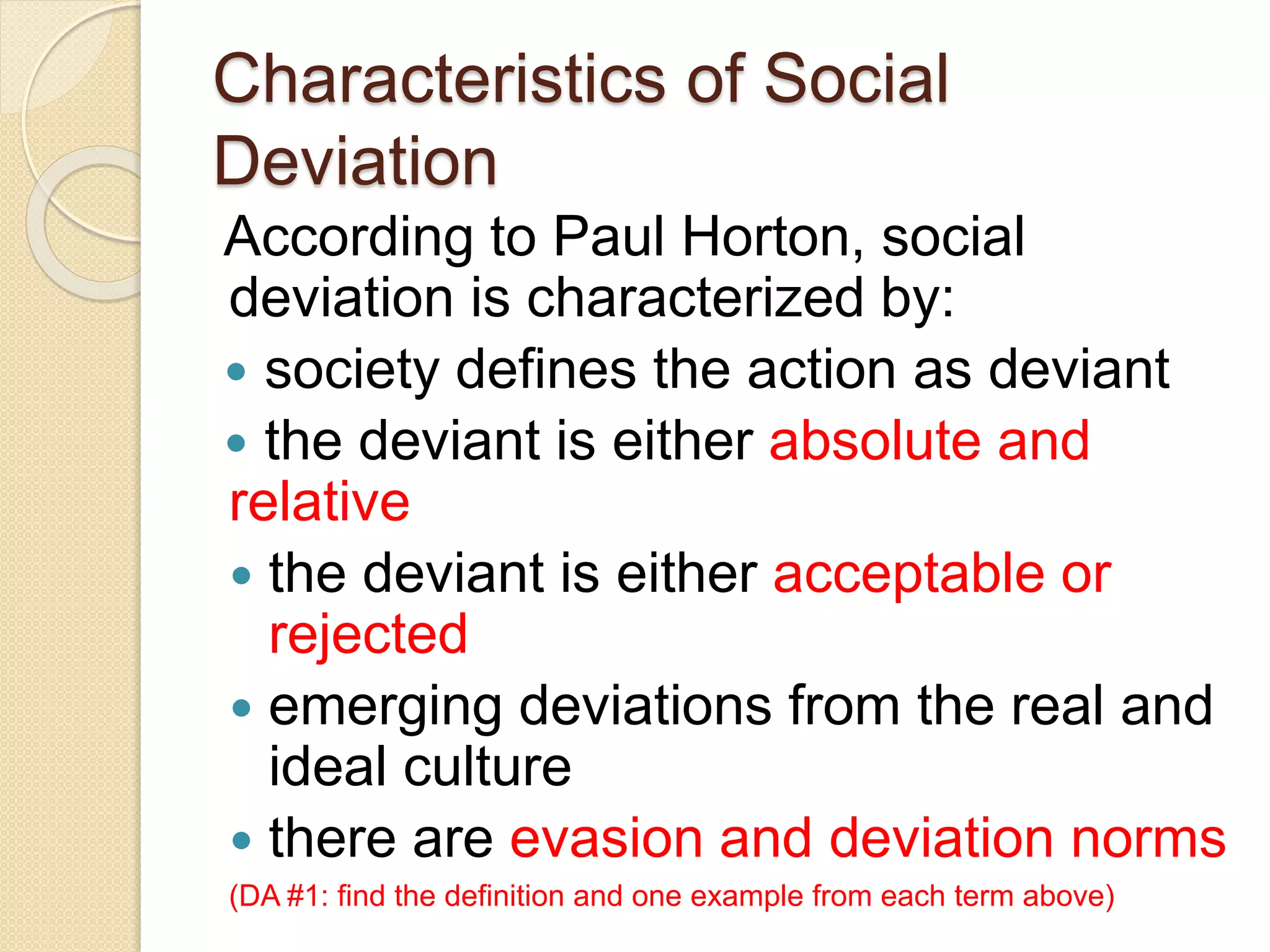 Social deviance and social control xi | PPTX