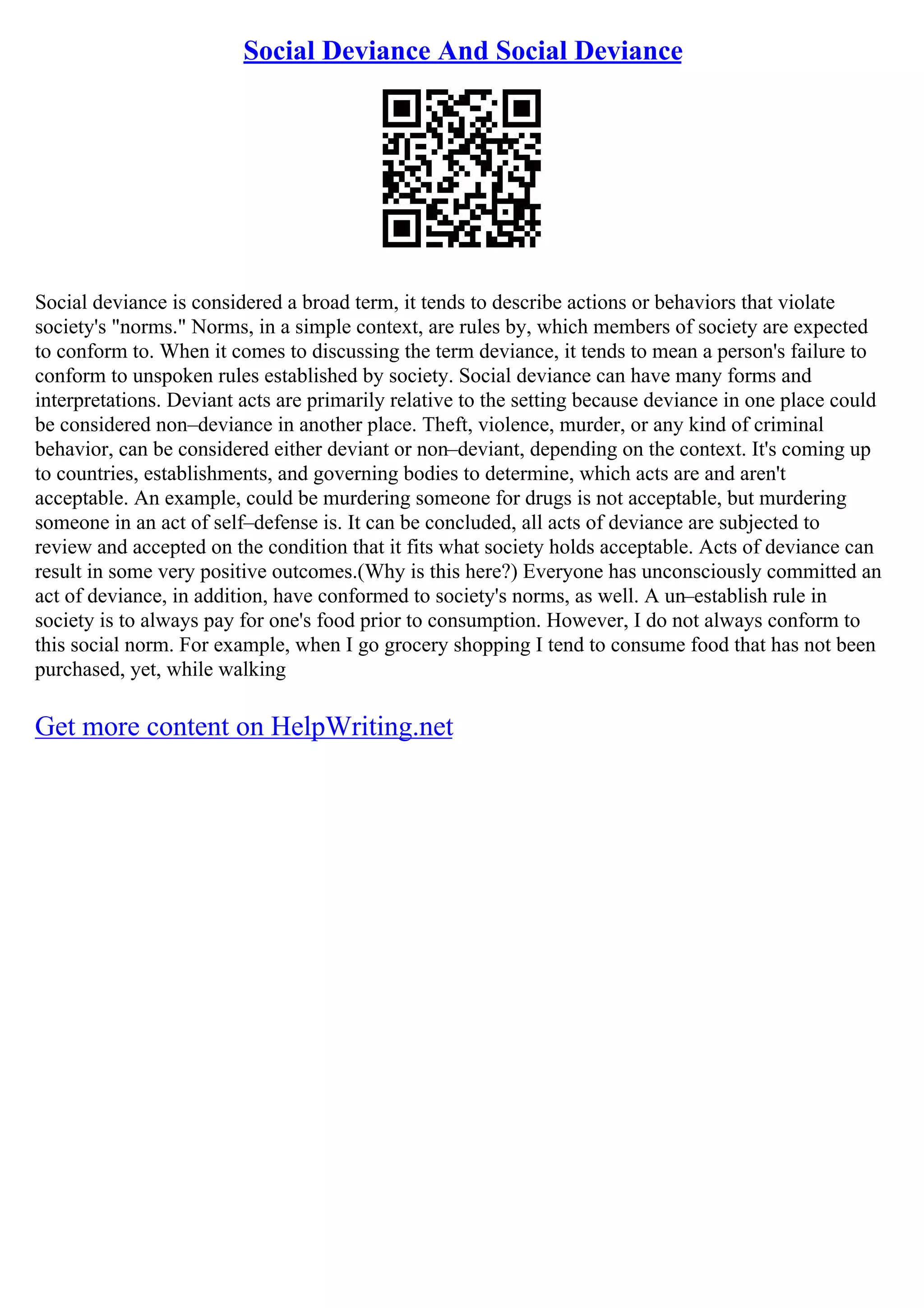 Social Deviance And Social Deviance | PDF