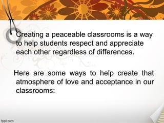 Social dimension "The Peaceful Classroom" | PPT