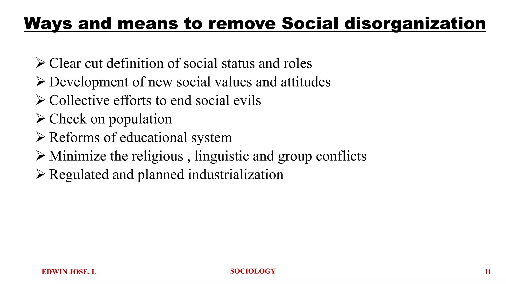 social disorganisation.pptx | Medical Health