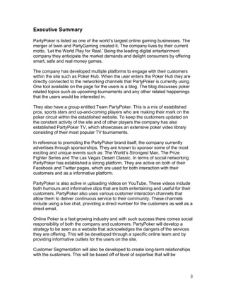 Social eCRM proposal for PartyPoker | PDF