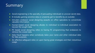Social engineering: A Human Hacking Framework | PPTX