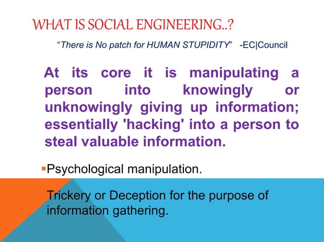 Social engineering | PPTX | Internet | Computing