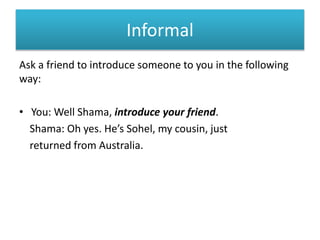 Social english greeting, introducing and welcoming | PPTX | Islam ...