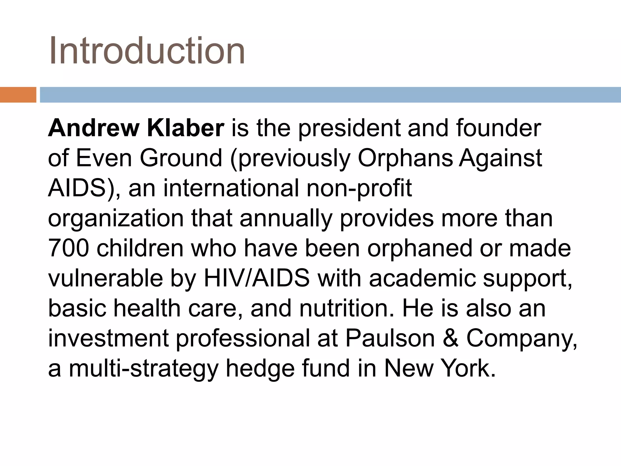 Social entrepreneur andrew klaber | PPTX