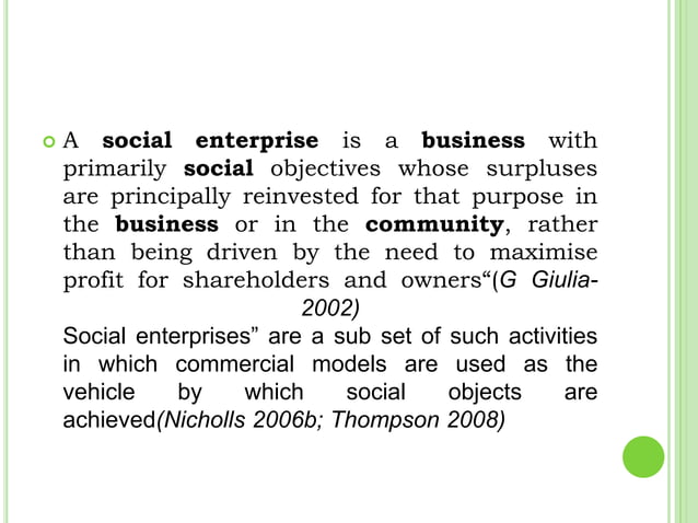 Social entrepreneurship | PPTX | Non-Profit Organizations | Industries