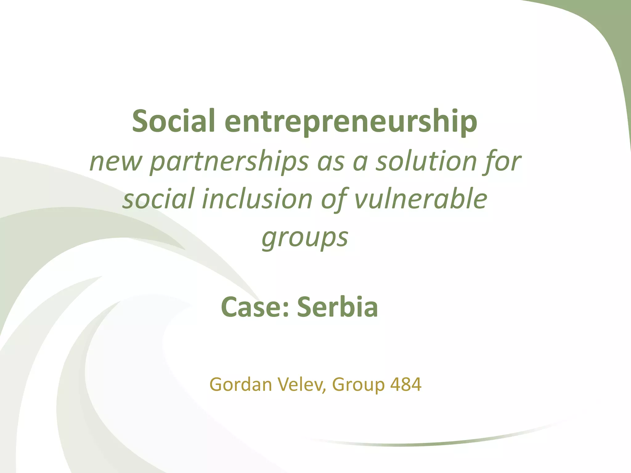 Social entrepreneurship - Serbia | PPT