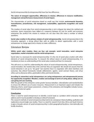 Social Entrepreneurship and Business Ethics | DOCX