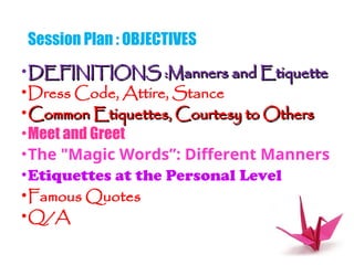 Comprehensive Guide to Social Etiquette and Professional Dress Code | PPT