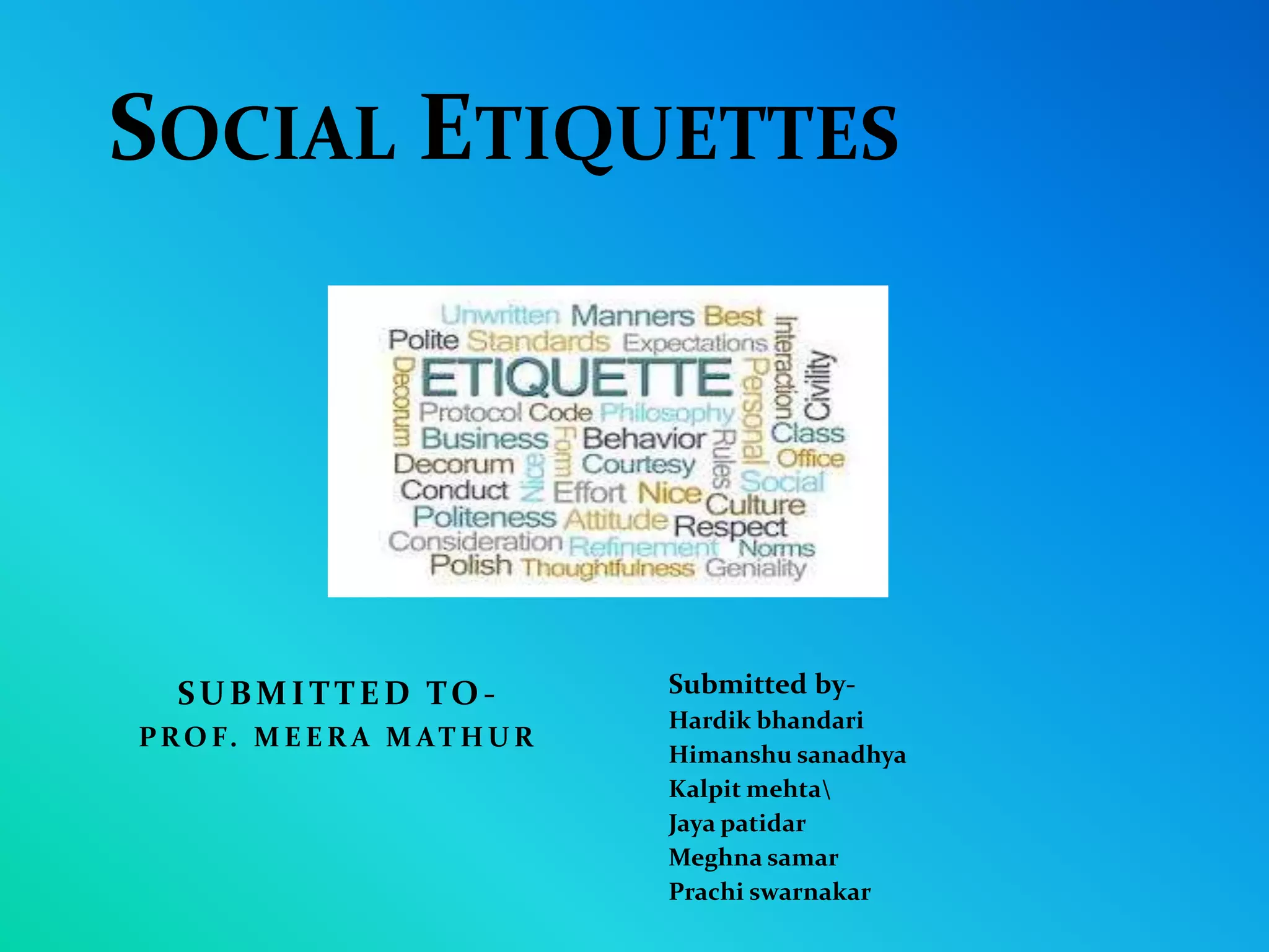 Social etiquettes | PPTX