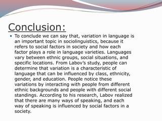 Social factors governing language variation | PPTX