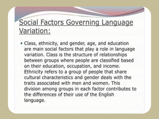 Social Factors in Language Change Lectur | PPT