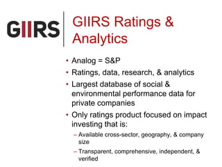 GIIRS: Rating and analytics for impact investing | PPTX