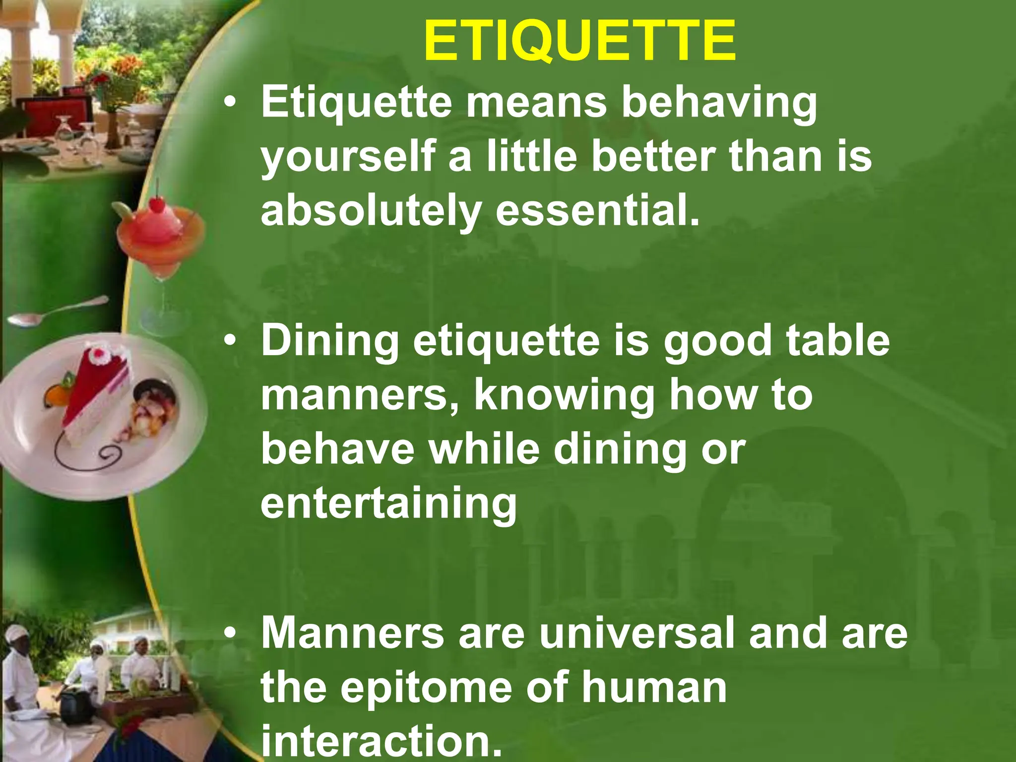 Social Graces and Etiquette for secondary schools | PPT