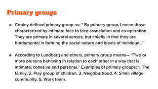 Social groups ppt for sociology for physiotherapists by Dr. Mumux | PPTX