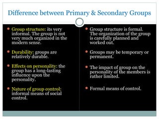Primary And Secondary Groups