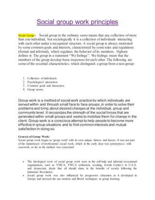 Social group work principles | DOCX