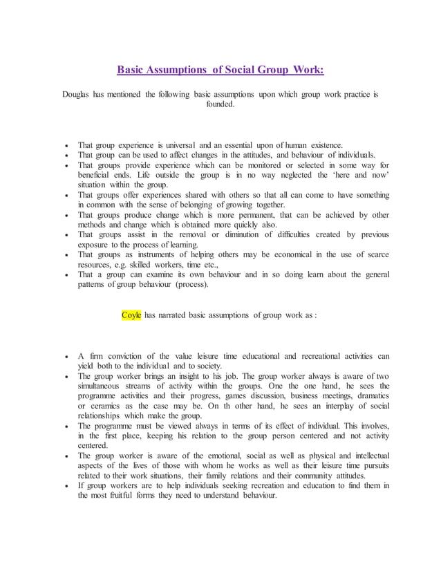 Social group work principles | DOCX