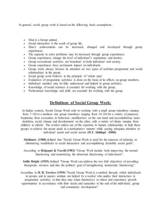 Social group work principles | DOCX