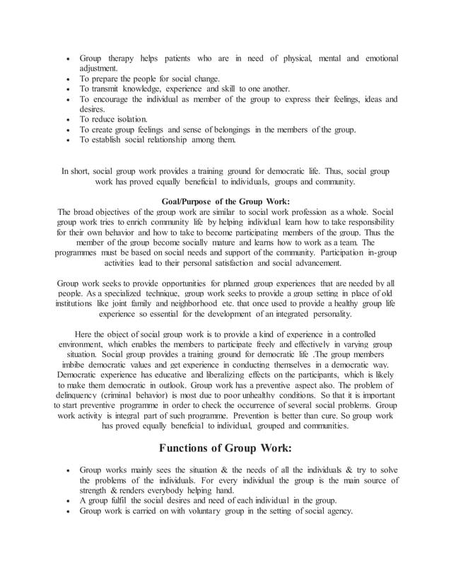 Social group work principles | DOCX
