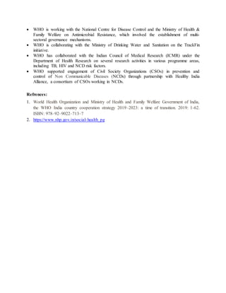 Social health program; role of world health organization in Indian ...