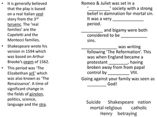 Social historical context of romeo and juliet | PPTX