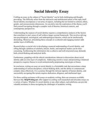 Social Identity Essay | PDF